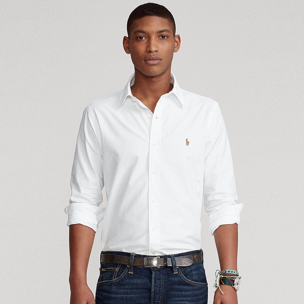 RL White Embroidered logo Oxford Shirt – leftovershub